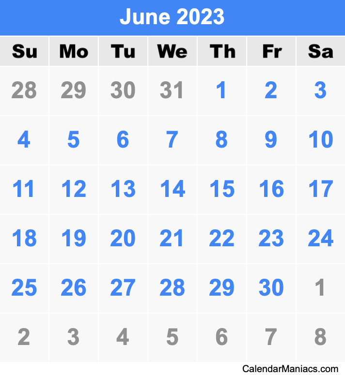 June 2023 Calendar
